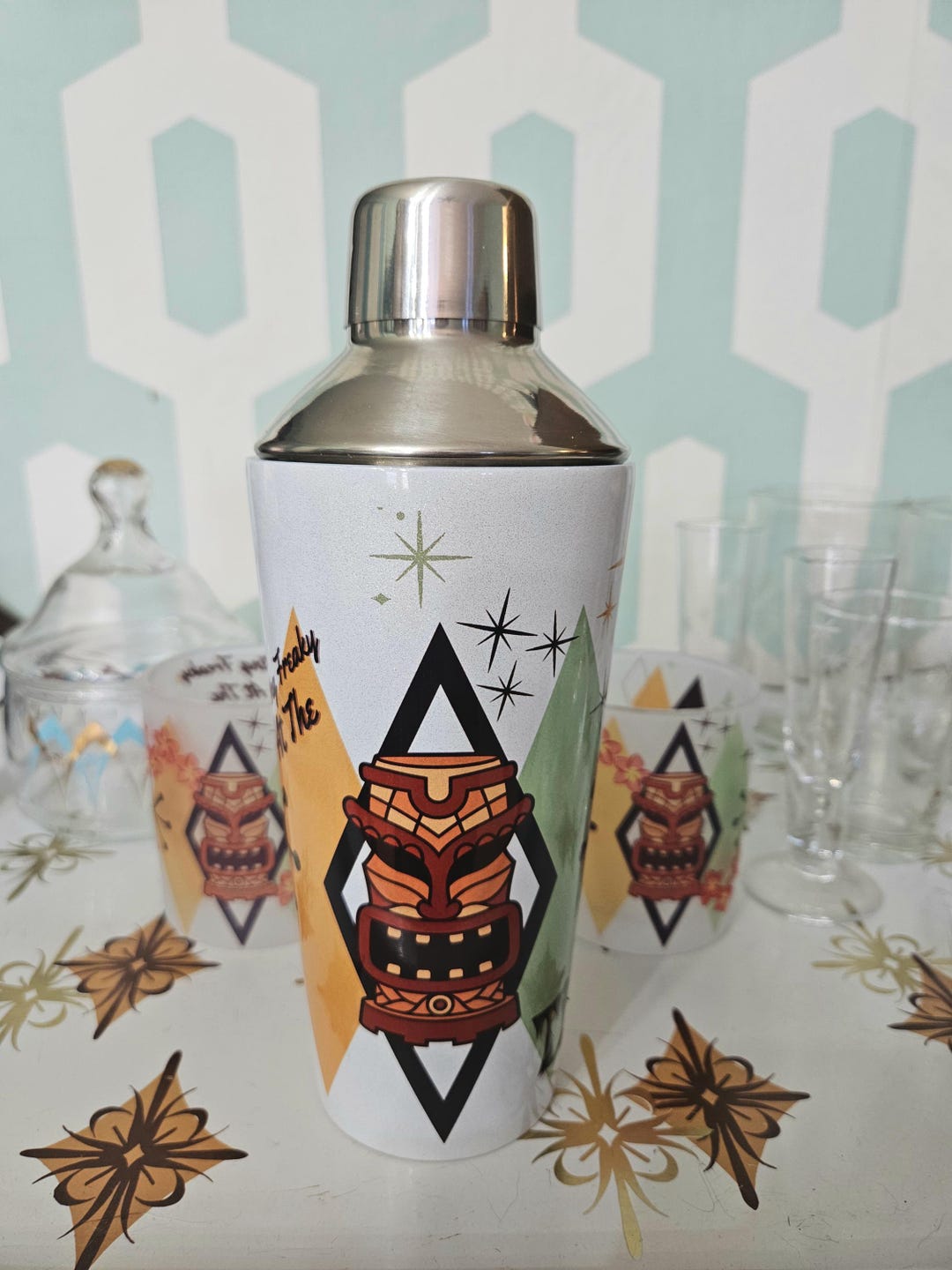 Atomic MCM Tiki "getting Freaky at the Tiki" Cocktail Shaker - Etsy