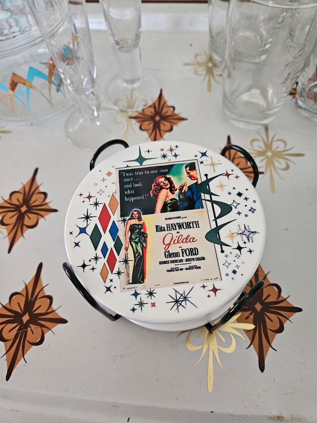 Atomic MCM Classic Film Coasters Set of 6 - Etsy