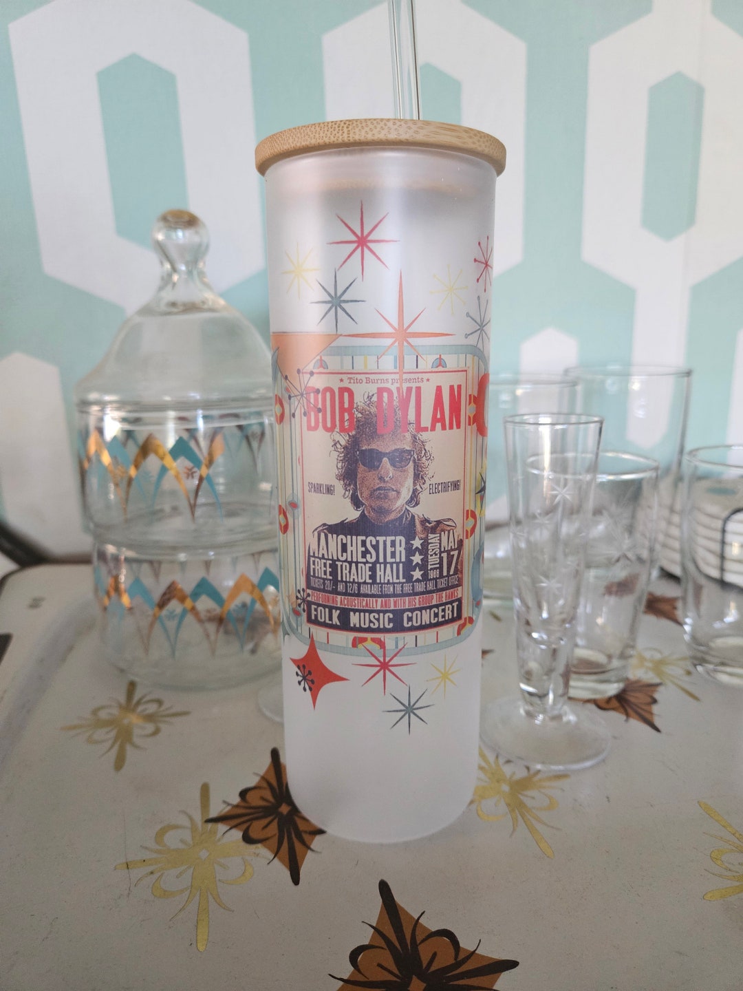 MCM Bob Dylan 20oz Glass Tumbler - Etsy
