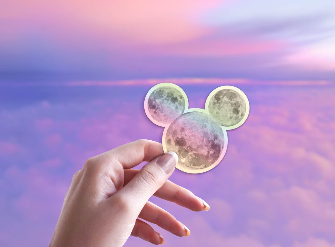 Mickey Moon Holographic /transparent Laptop Sticker/ Mickey - Etsy