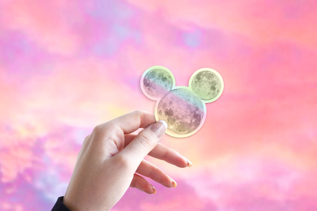 Mickey Moon Holographic /transparent Laptop Sticker/ Mickey Disney ...