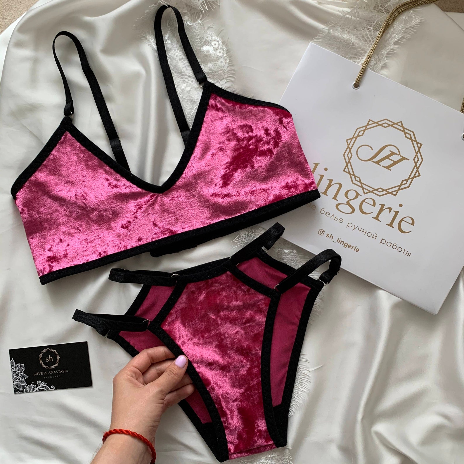 Lingerie Set Pink Lingerie Velvet Lingerie Strappy Etsy