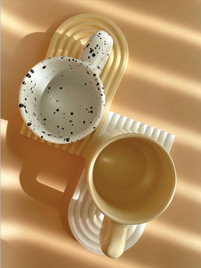 Pastel Yellow Modern Chunky Handle Coffee Mug | Modern Coffee & Tea Mug ...