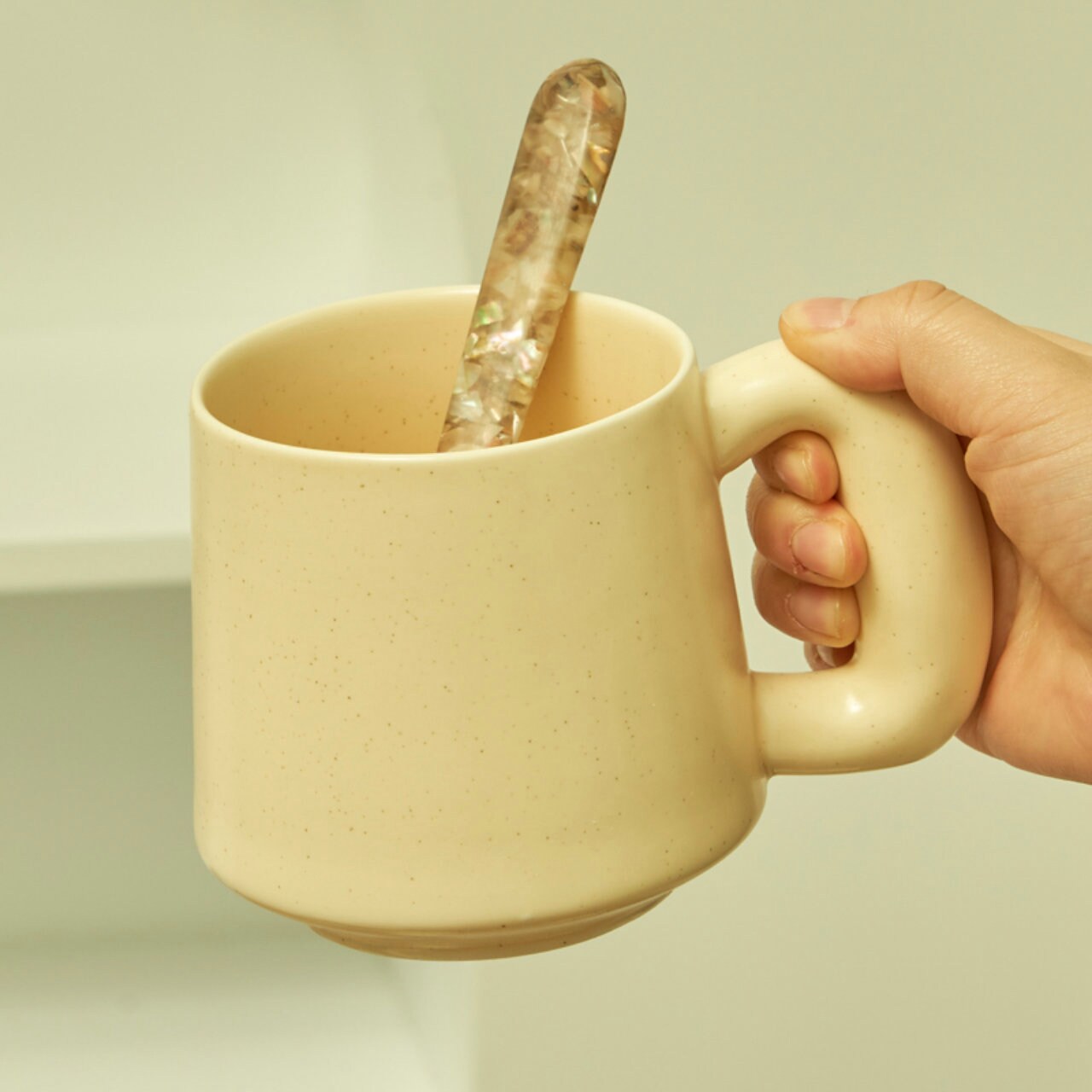 Pastel Yellow Modern Chunky Handle Coffee Mug | Modern Coffee & Tea Mug ...
