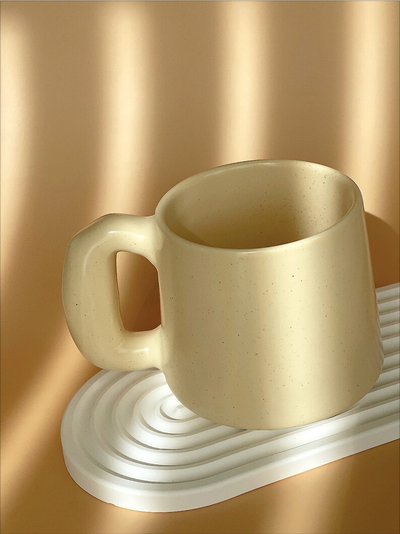 Pastel Yellow Modern Chunky Handle Coffee Mug Modern Coffee - Etsy