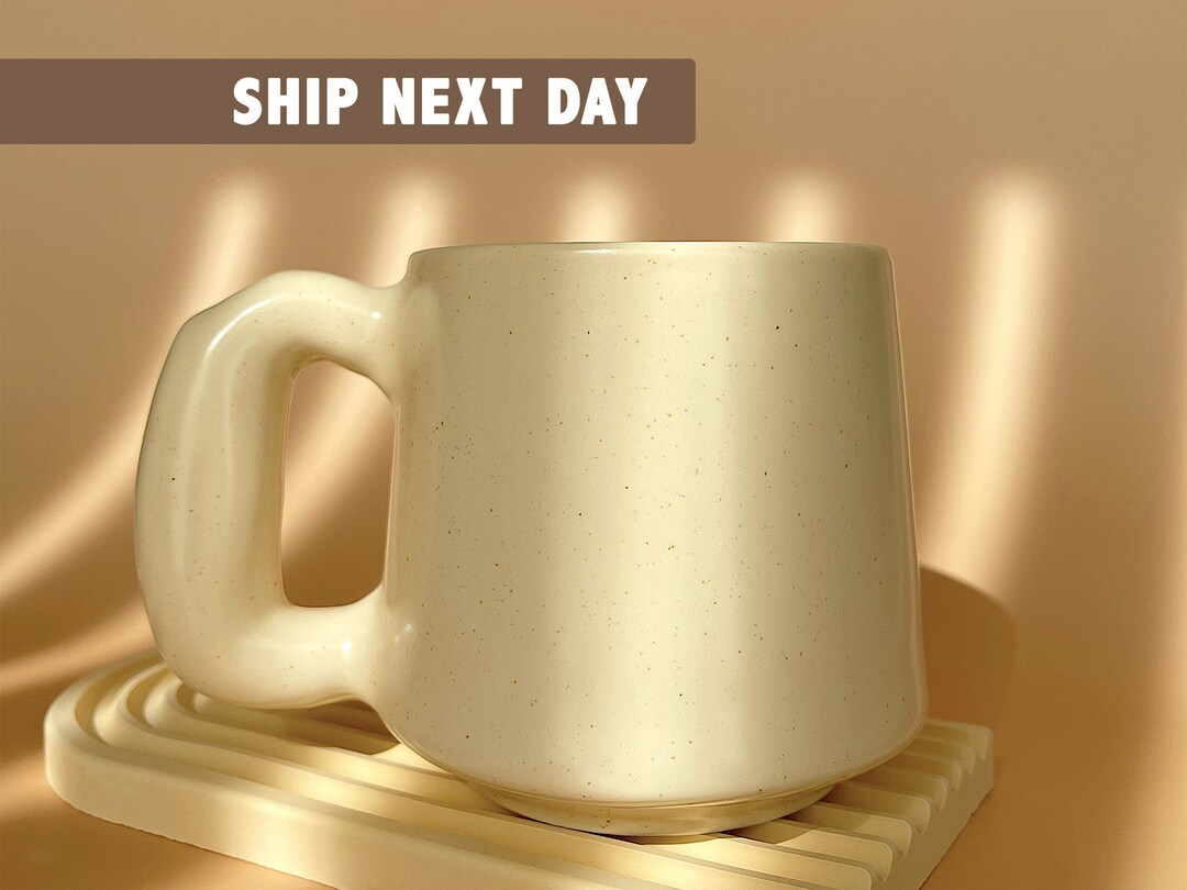 Pastel Yellow Modern Chunky Handle Coffee Mug | Modern Coffee & Tea Mug ...