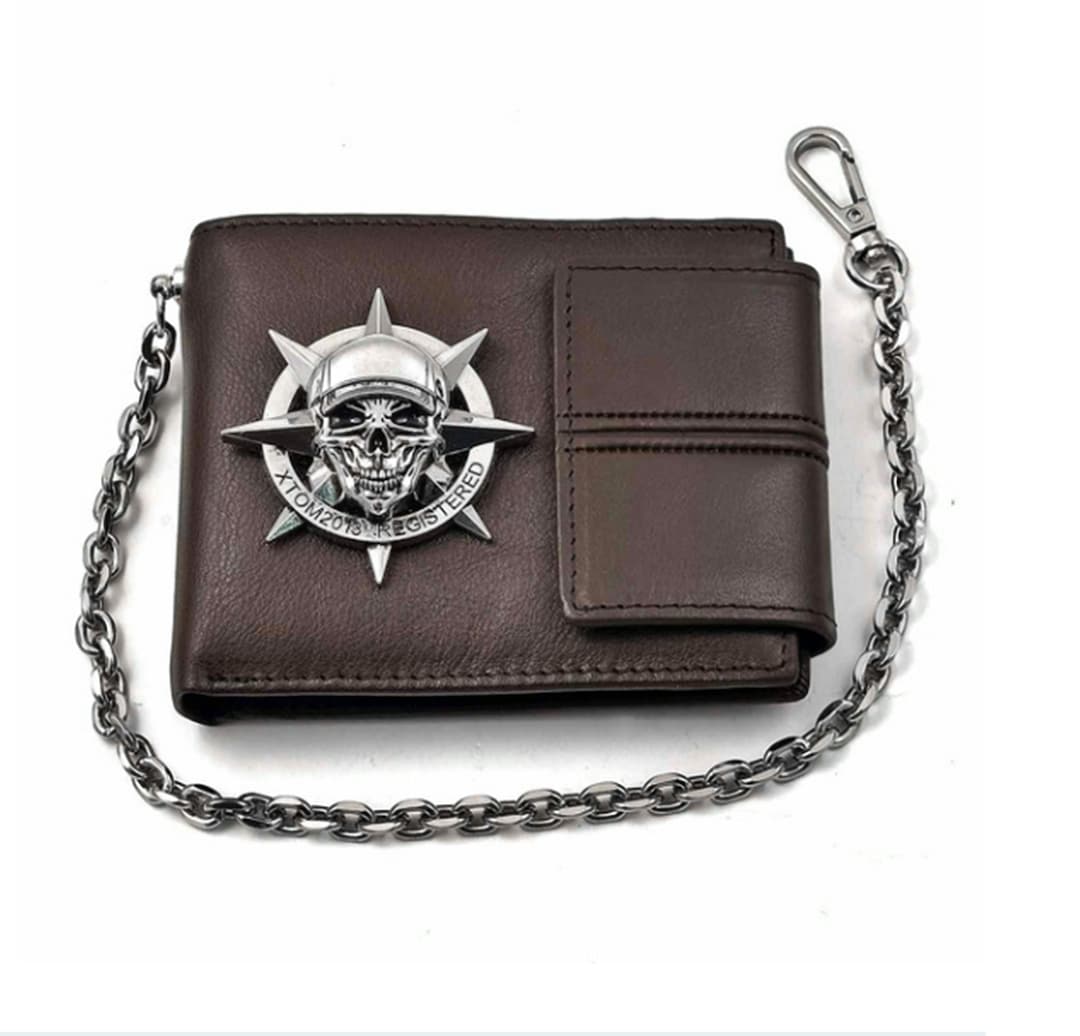 Anti Theft Pursewith Chain Skull Silver Emblems Biker Gothic - Etsy