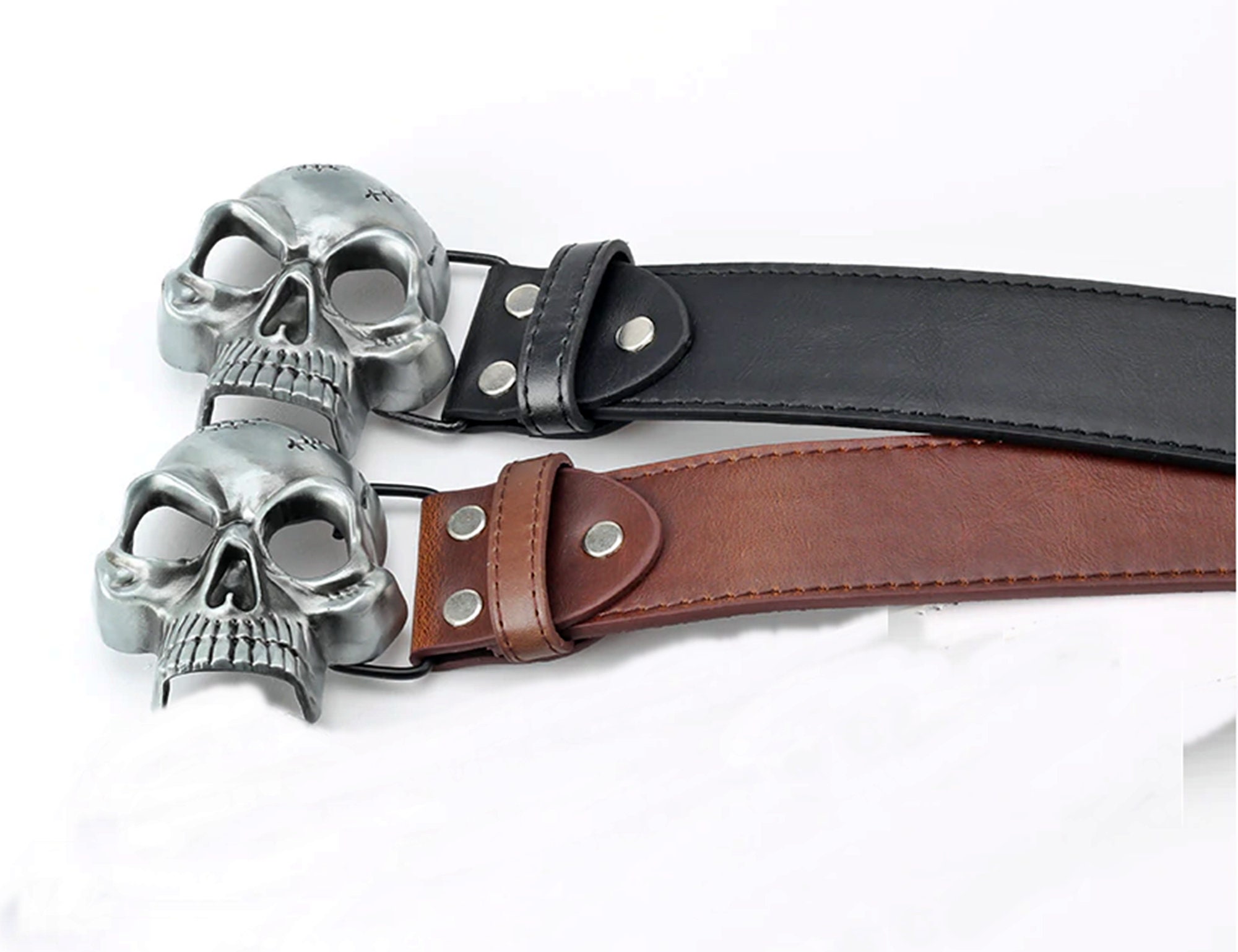 Men Belt Big Skull Metal Buckle Skull Belts Skeleton Men Punk - Etsy