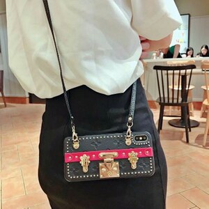 Luxury Leather iPhone Case With Rope Leather Back Cover Wrist Strap ...