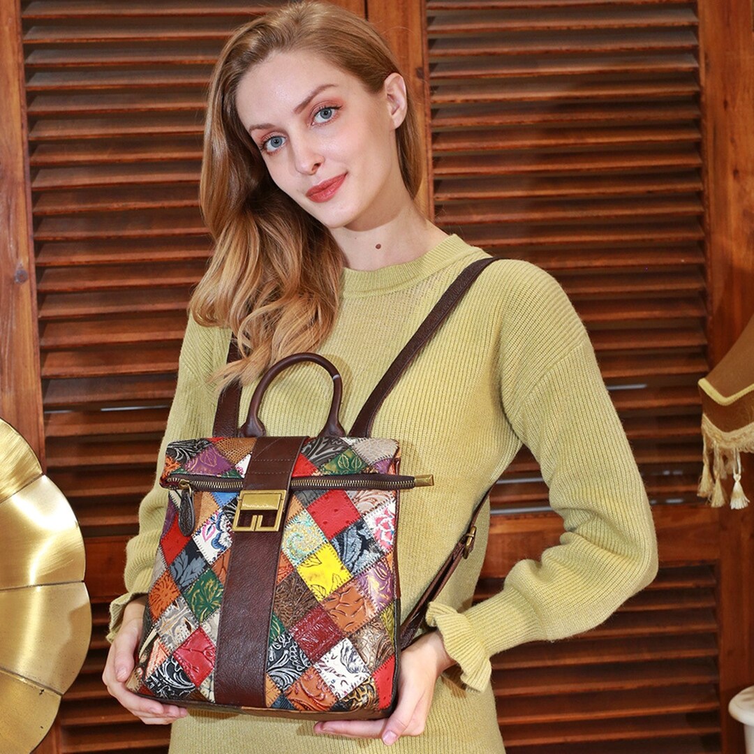Colorful Backpack Women Leather Multifunction Handbags - Etsy