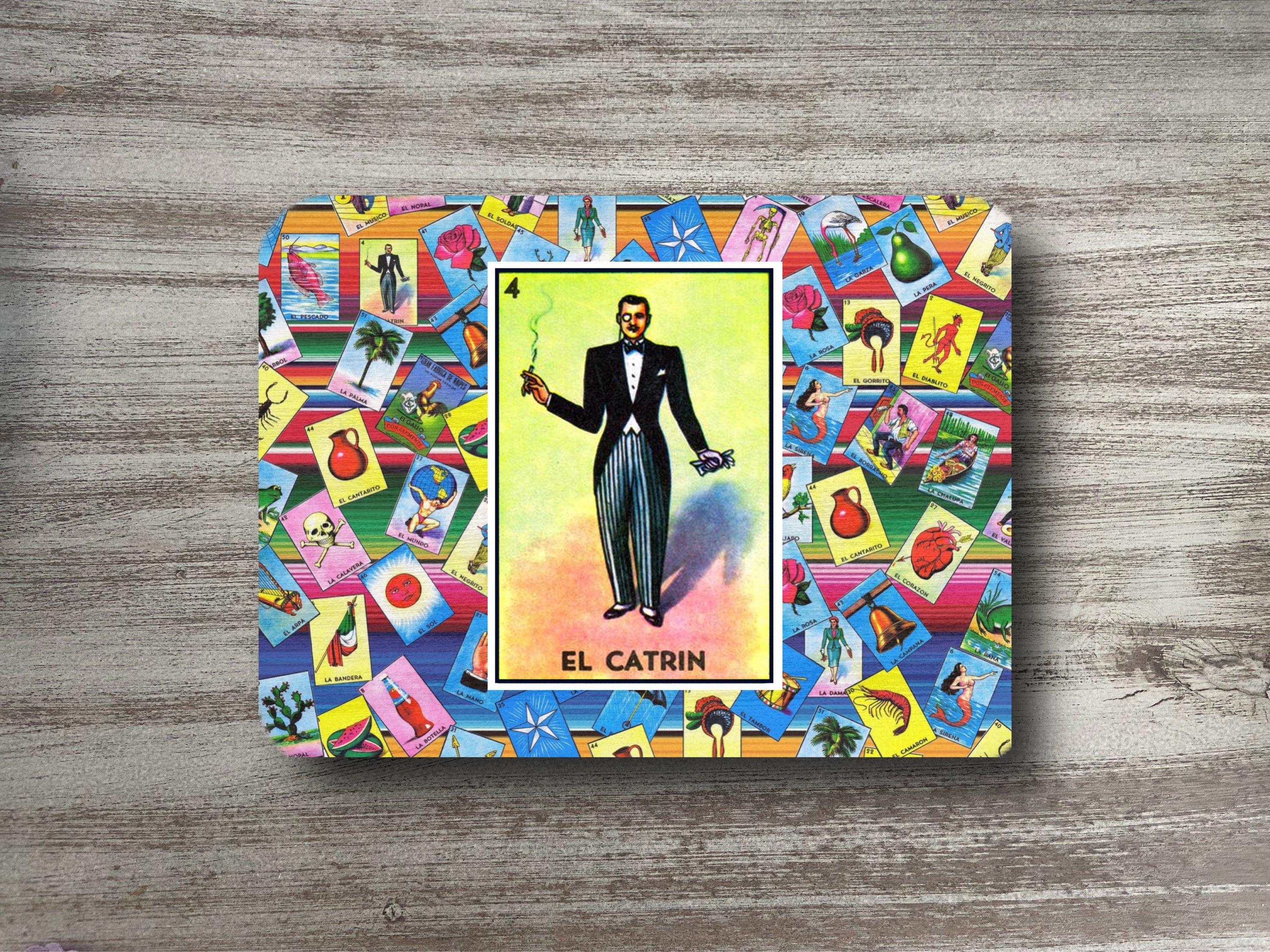 El Catrin Loteria Game Background Colorful Mouse Pad 9.4 - Etsy