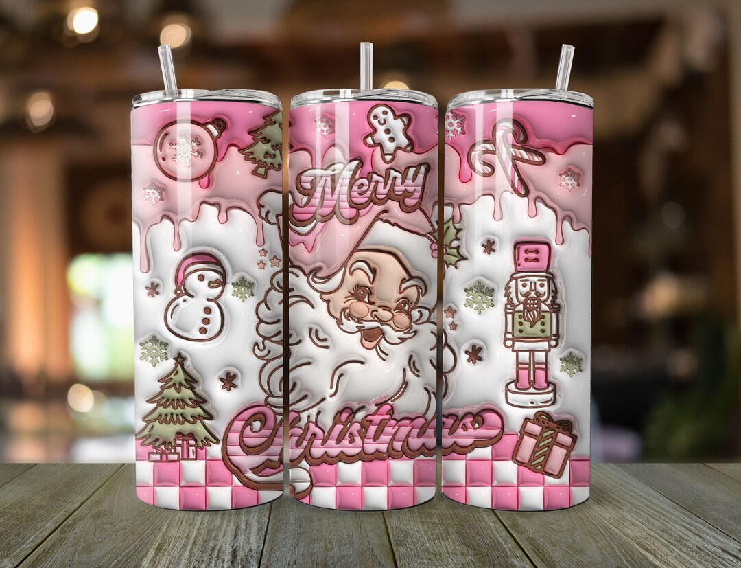 Merry Christmas Pink Christmas Santa Clause Puff Gingerbread - Etsy