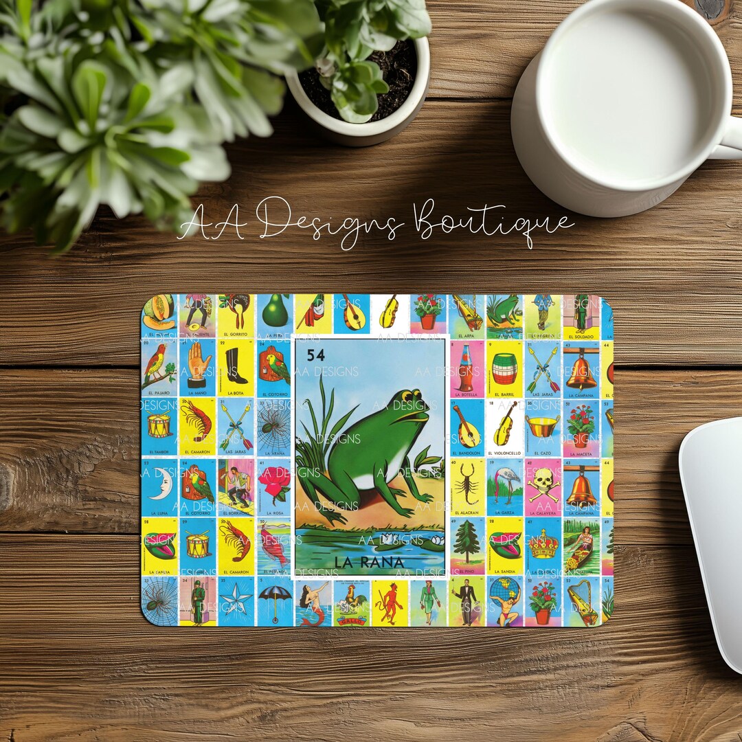 El Rana #54 Frog Mexico Loteria Card Game Background Colorful Mouse Pad ...