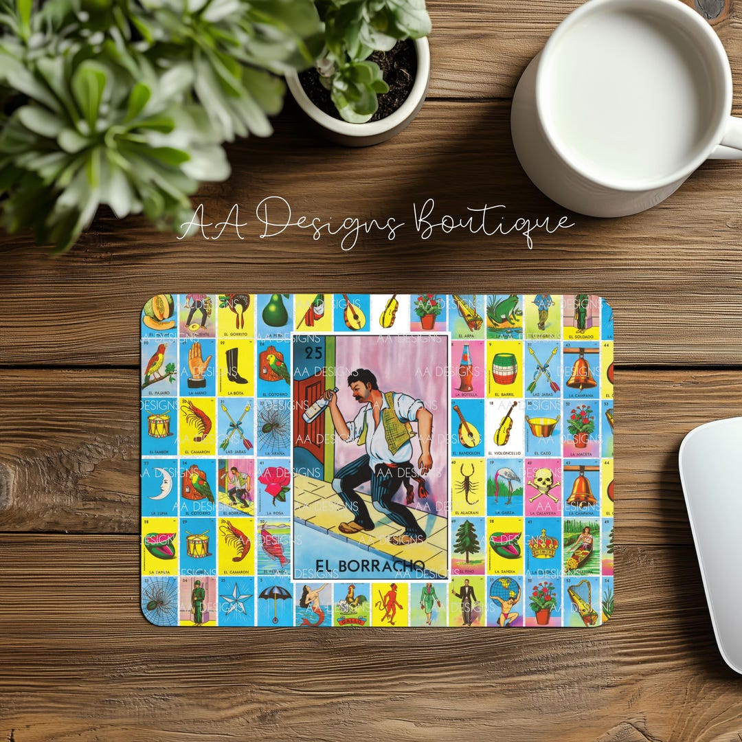 El Borracho #25 Mexico Loteria Card Game Background Colorful Mouse Pad ...