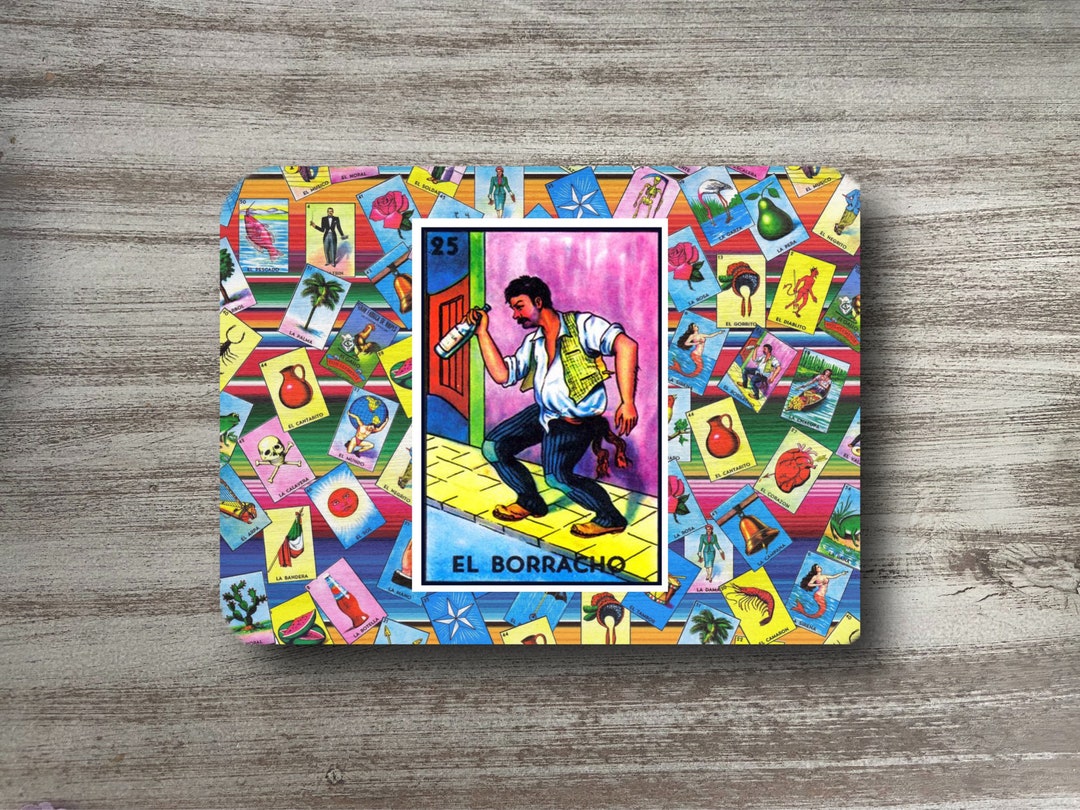 El Borracho Loteria Game Background Colorful Mouse Pad 9.4 Inches by 7. ...