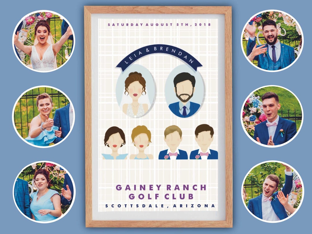 Custom Wedding Poster, Bride & Groom Illustration, Personalized ...