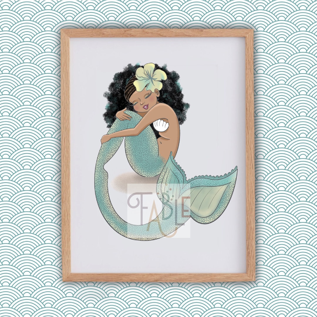Little Mermaid Printable, Under the Sea Download, African American Art ...