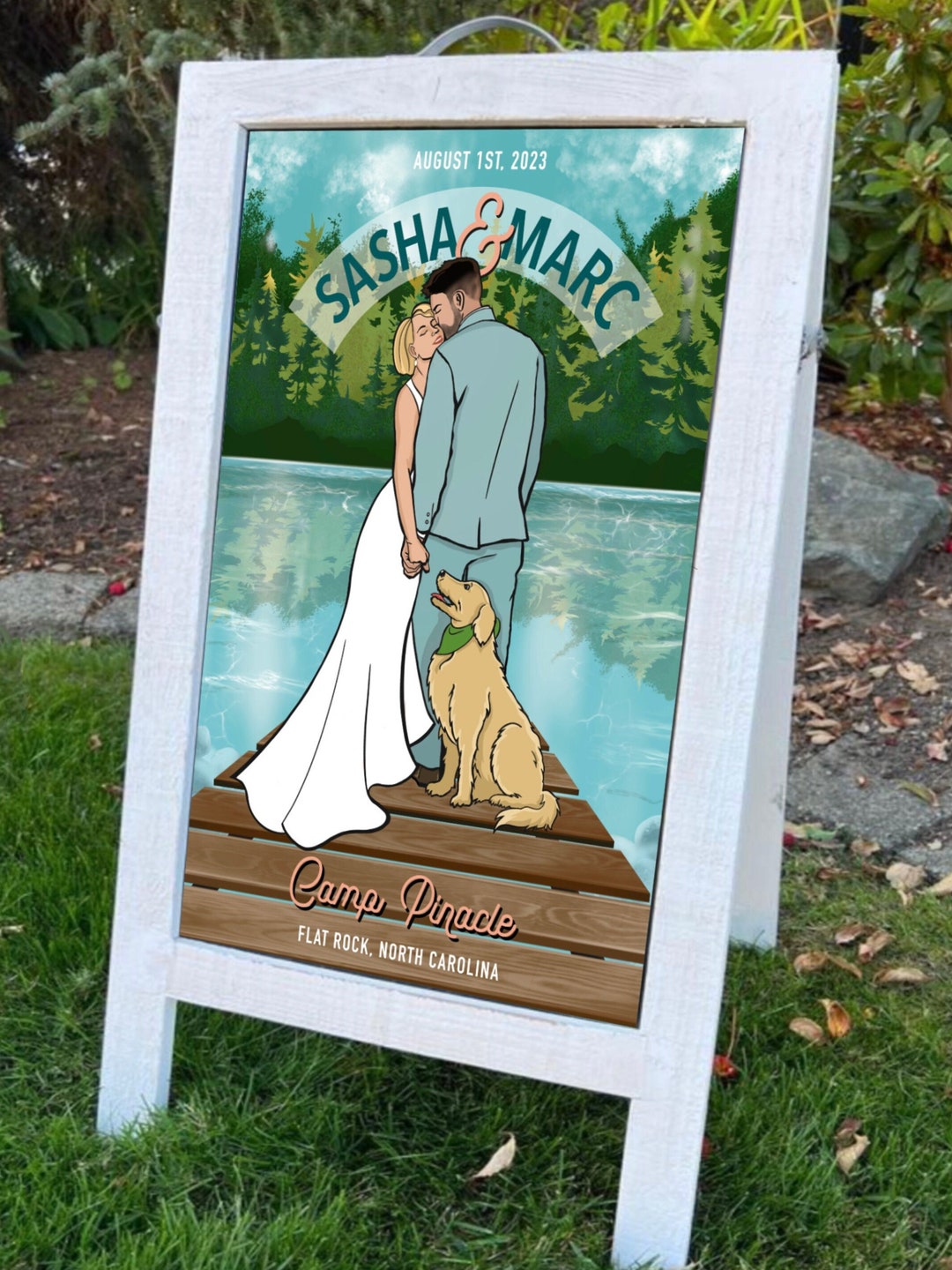 Custom Wedding Poster, Outdoor Wedding Decor, Rustic Bride & Groom ...