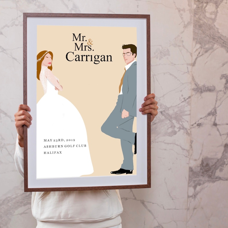 Custom Wedding Poster Bride Groom Illustration Personalized - Etsy