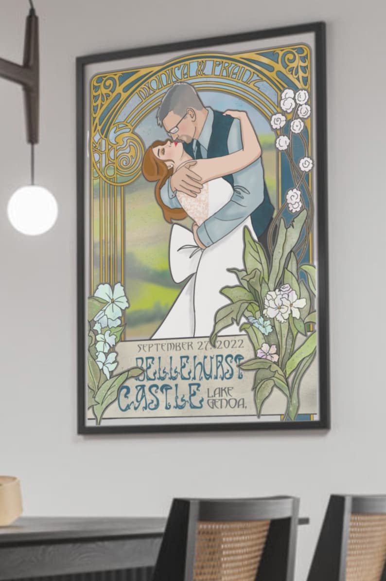Art Nouveau Wedding Sign Custom Bride & Groom Poster - Etsy