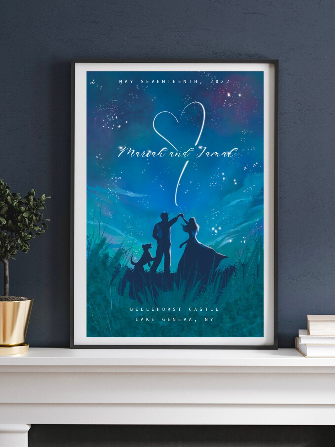Custom Wedding Poster, Bride & Groom Illustration, Personalized ...