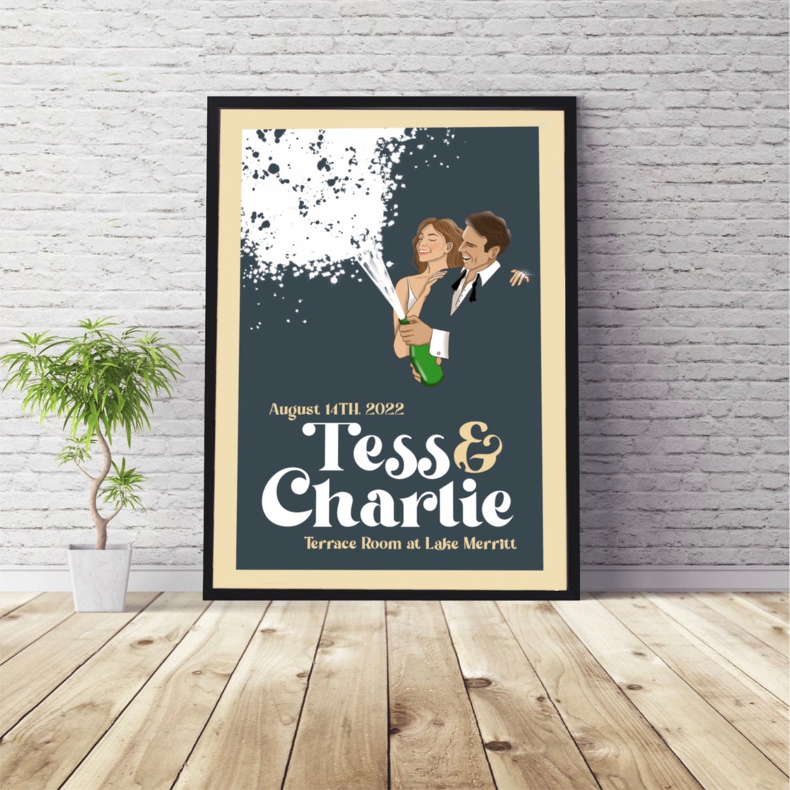 Retro Wedding Print Poster, Personalized Keepsake Art, Wedding Decor ...