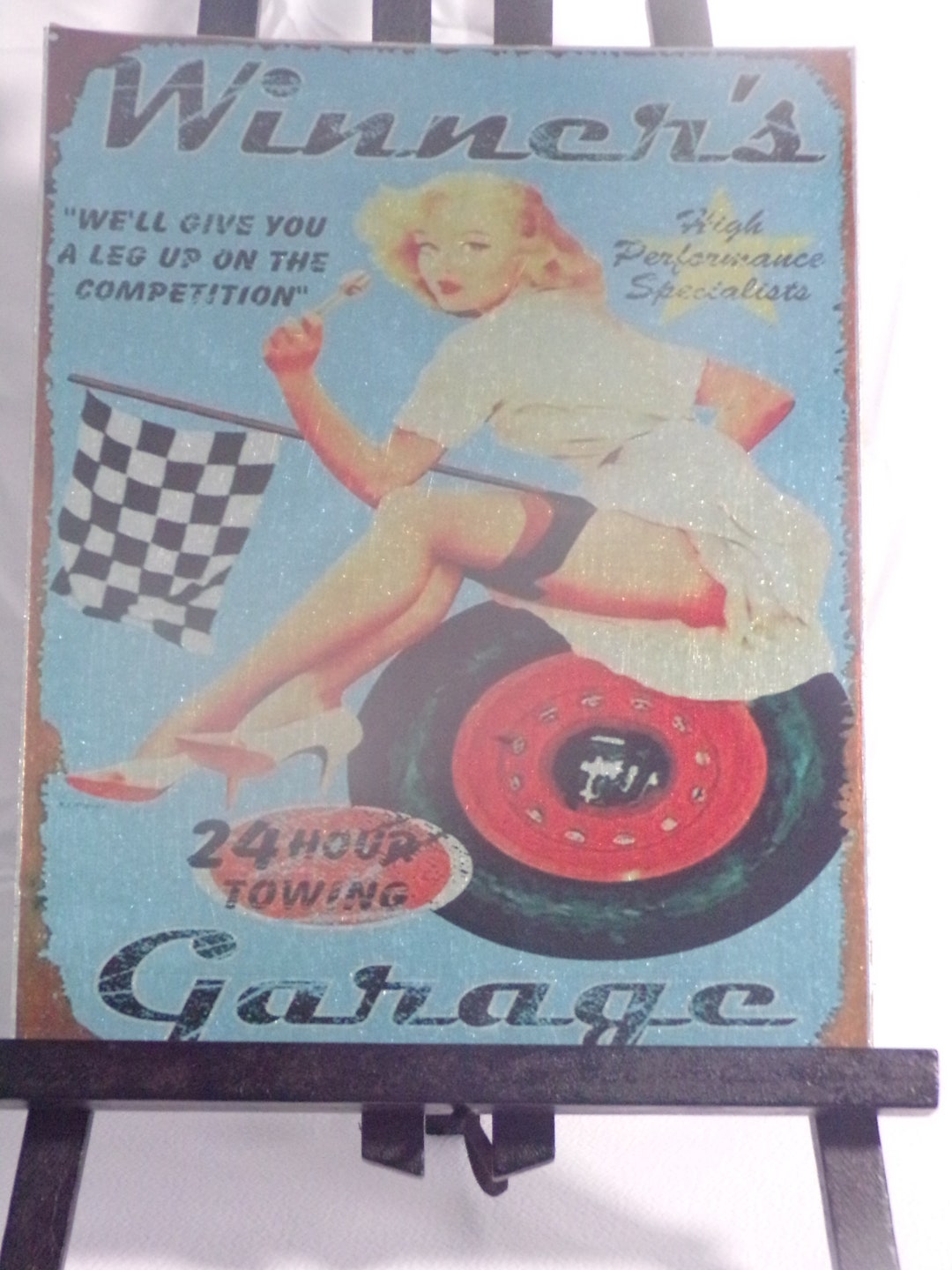 Winners Garage Pin Up Girl Tin Sign Etsy