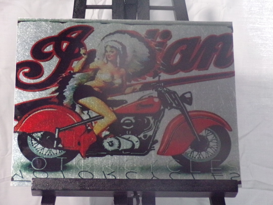 Indian Motorcycle Pin up Girl Tin Sign - Etsy