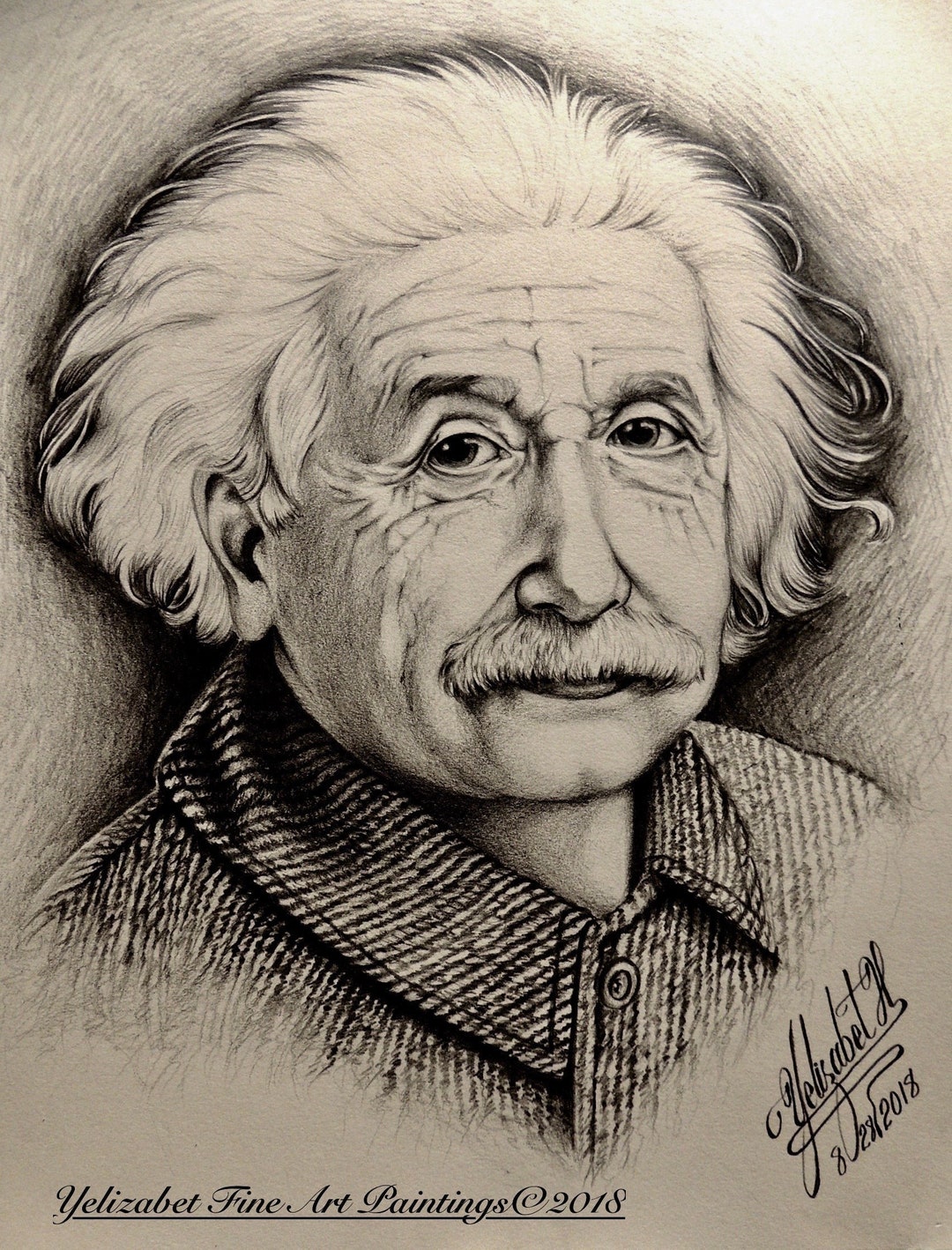 Albert Einstein Original Pencil Drawing 100% Hand Made - Etsy