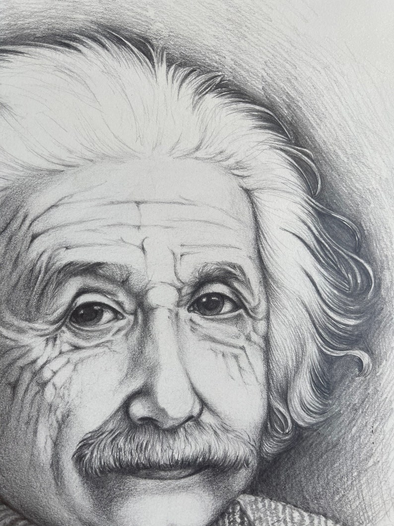 Albert Einstein Original Pencil Drawing 100% Hand Made - Etsy