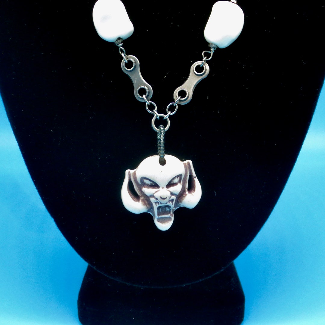 Gothic Gargoyle Pendant with Bicycle Chain Link Necklace, Halloween ...