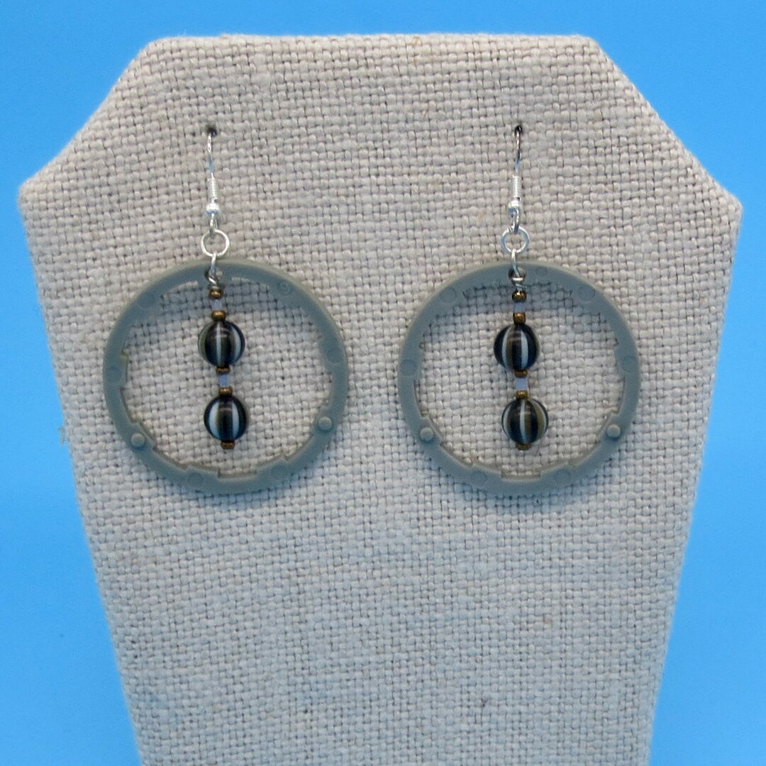 Gray Hoop Earrings Made From Bicycle Cassette Spacers and Lucite Beads ...
