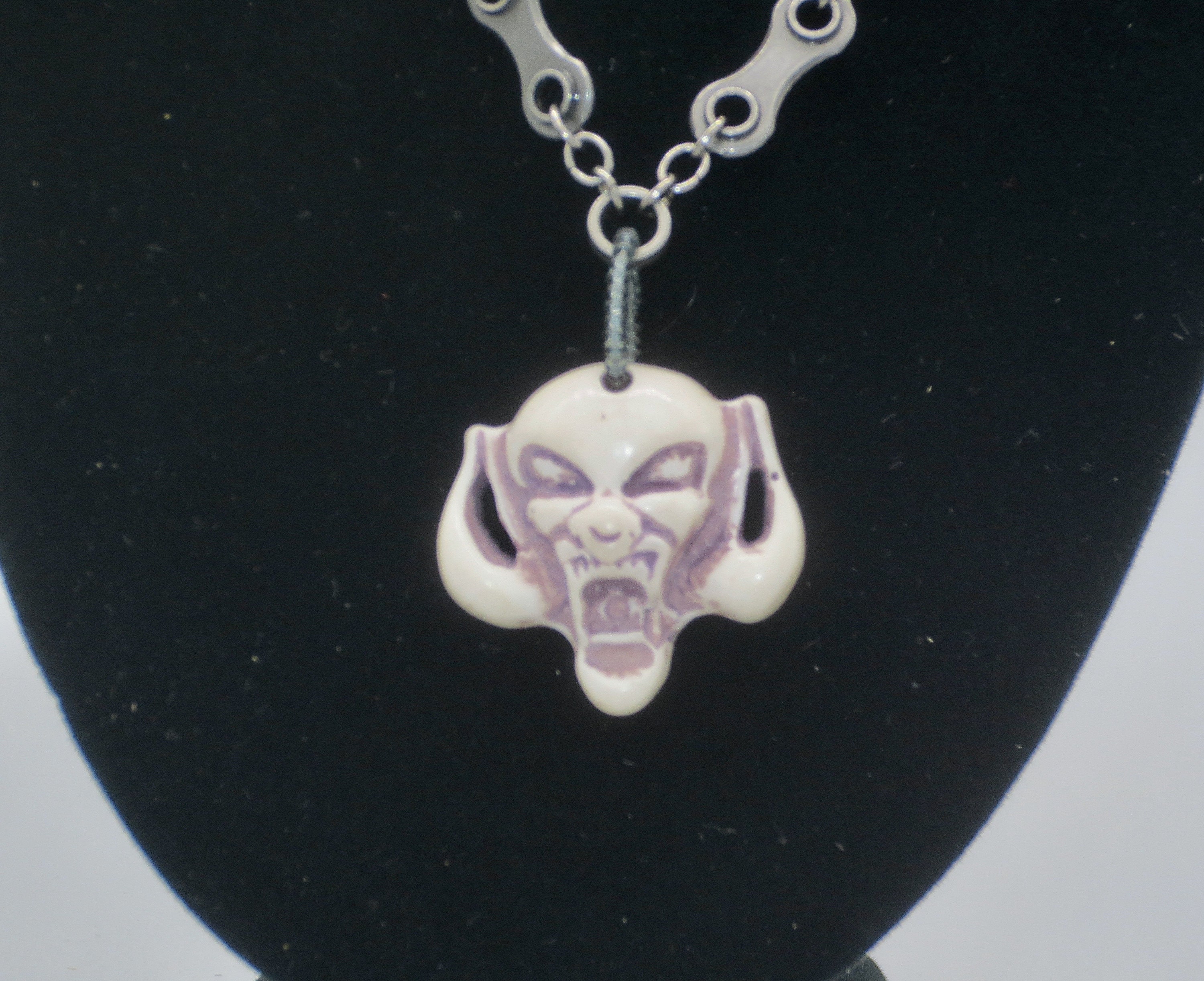 Gothic Gargoyle Pendant with Bicycle Chain Link Necklace, Halloween ...
