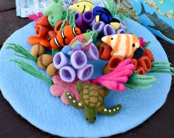 Ocean Play Mat Sea Coral Reef Kids Playscape Toy Felt Preschool ...