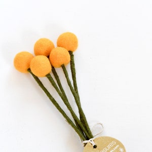 Felt Yellow Billy Buttons | Set of 5 Billy Buttons for Floral ...