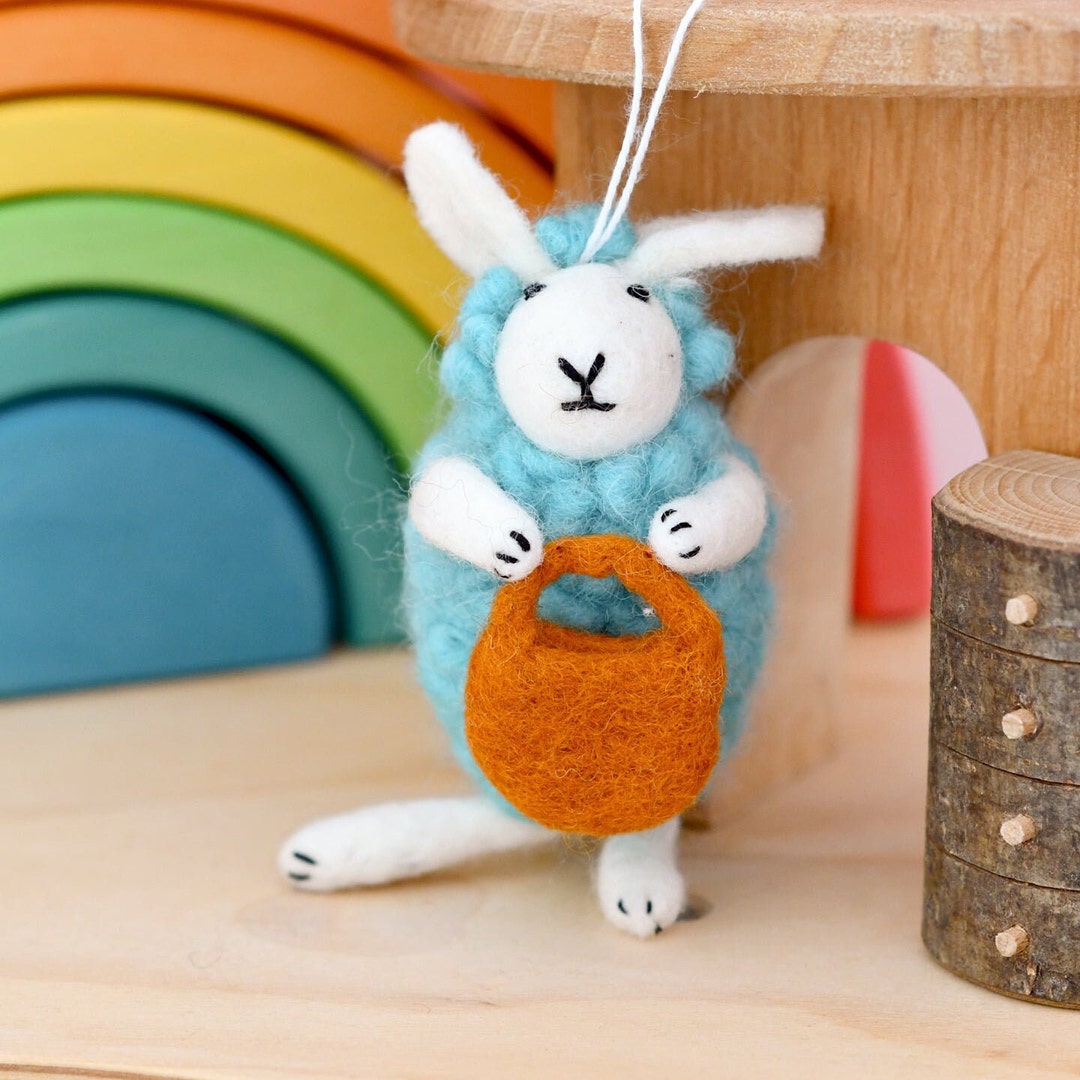 Felt Blue Sheep Lamb Ornament, Light Blue Coloured Lamb Ornament With ...