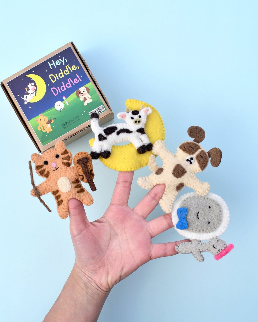 Hey Diddle Diddle Finger Puppet Set | Nursery Rhyme Storytelling | Cat ...