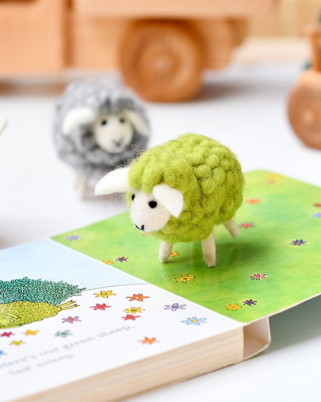 Felt Green Sheep Toy: Farm Sheep Toy Made From Wool Felt, Book ...