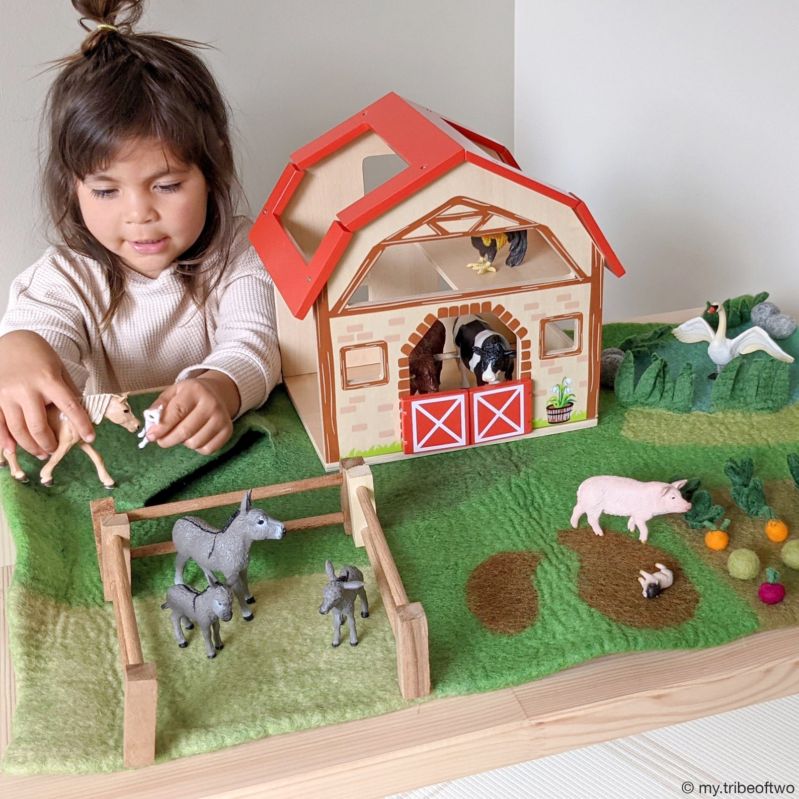 Large Farm Barnyard Felt Playmat, Wool Felt Playscape, Waldorf Steiner ...