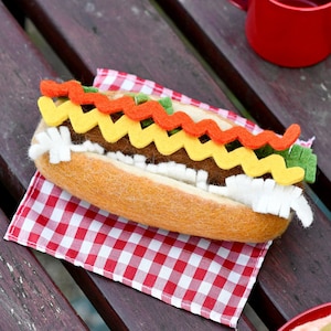 Felt Hot Dog Play Food Set, Hot Dog Toy for Pretend Play, Imaginative ...