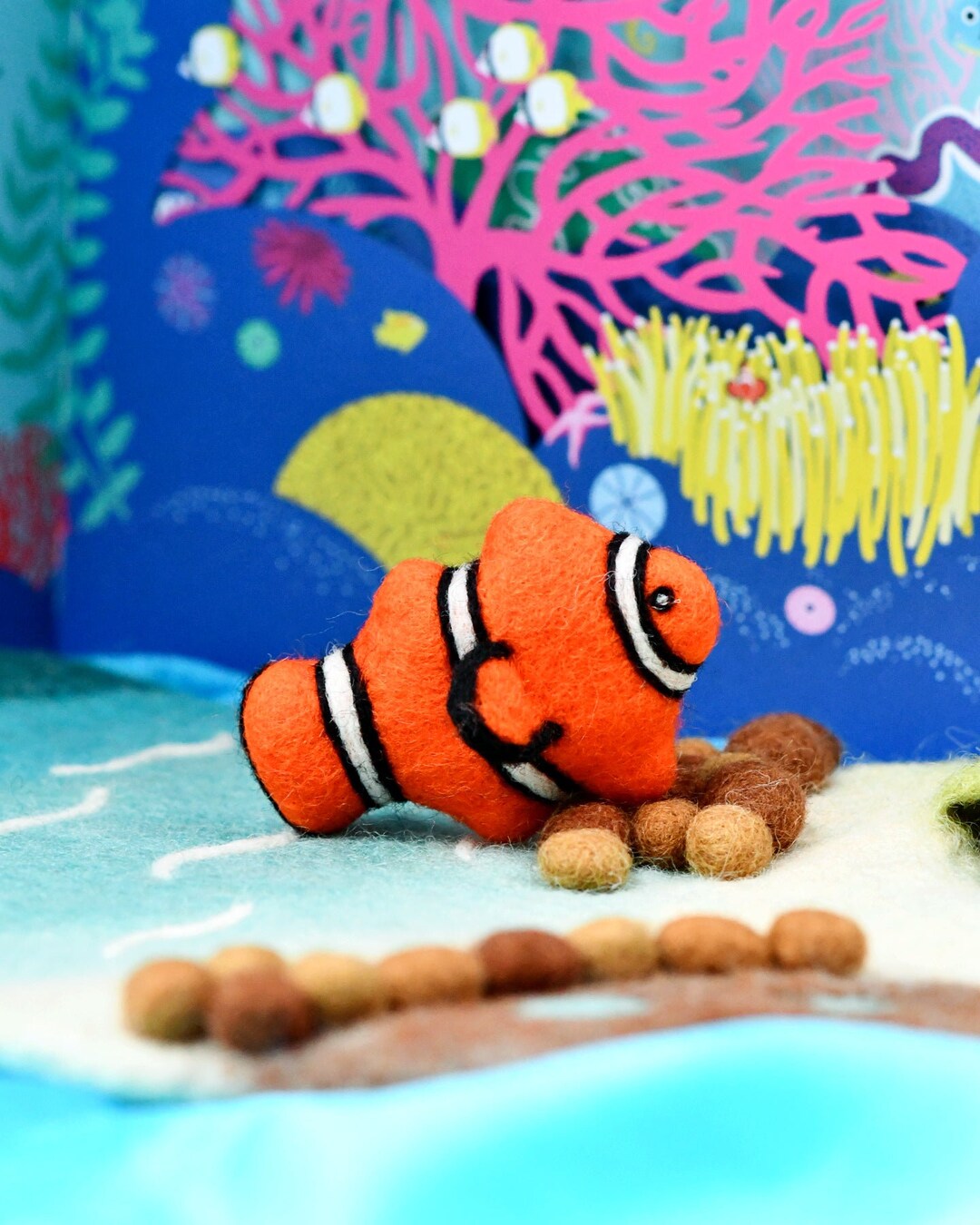 Felt Clownfish Toy | Felt Coral Reef Fish | Clownfish Made From Wool ...