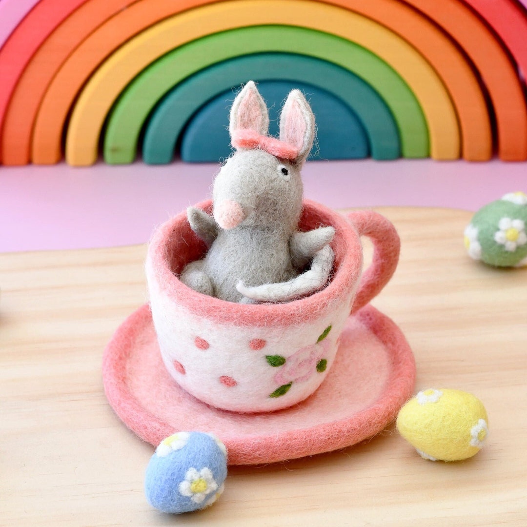 Felt Bilby in Tea Cup | Felted Pink Teacup - Etsy