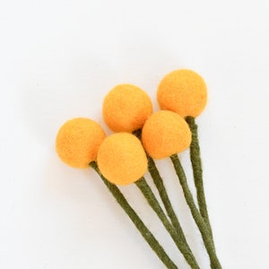 Felt Yellow Billy Buttons | Set of 5 Billy Buttons for Floral ...