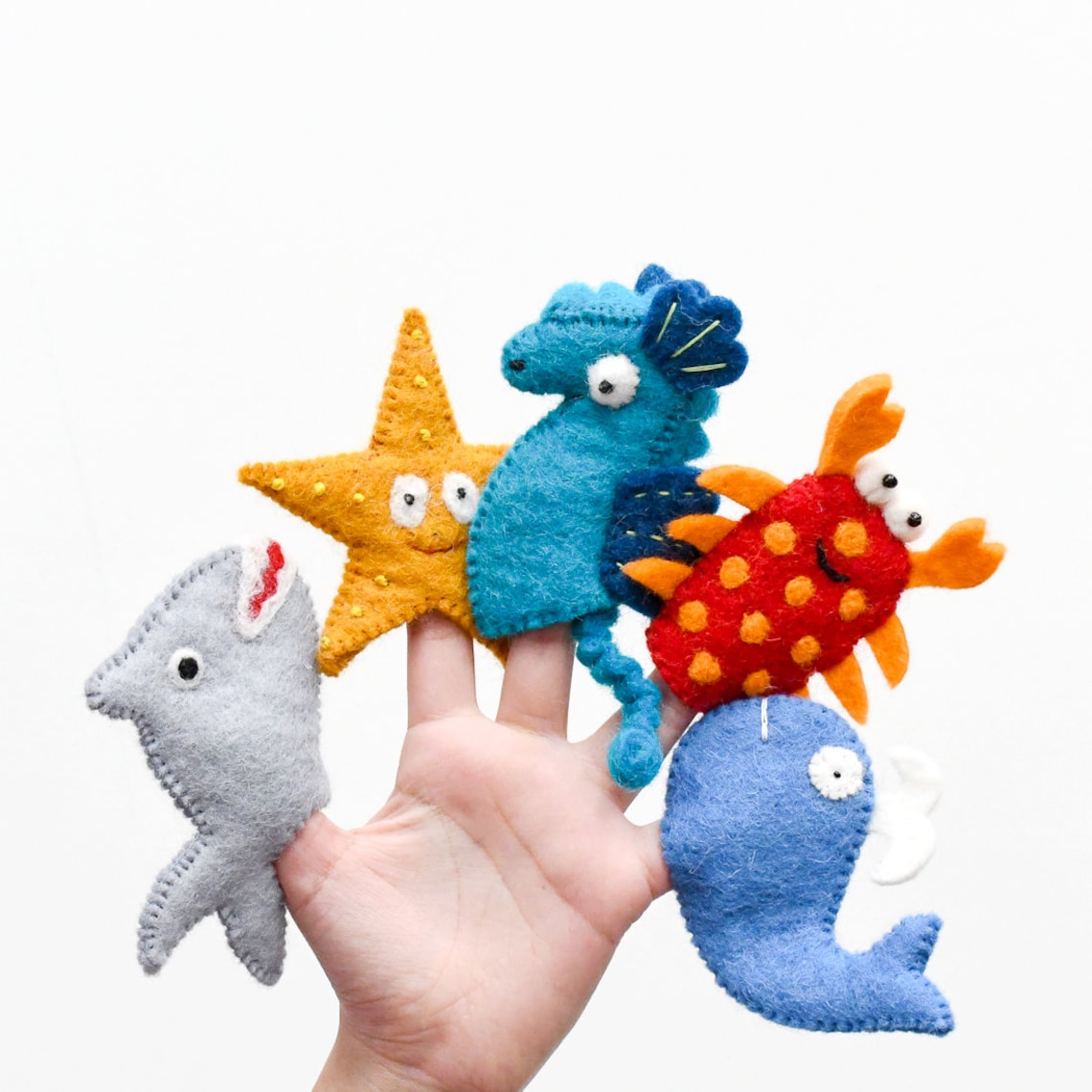 Ocean and Sea Creatures Finger Puppet Set Seahorse Whale | Etsy