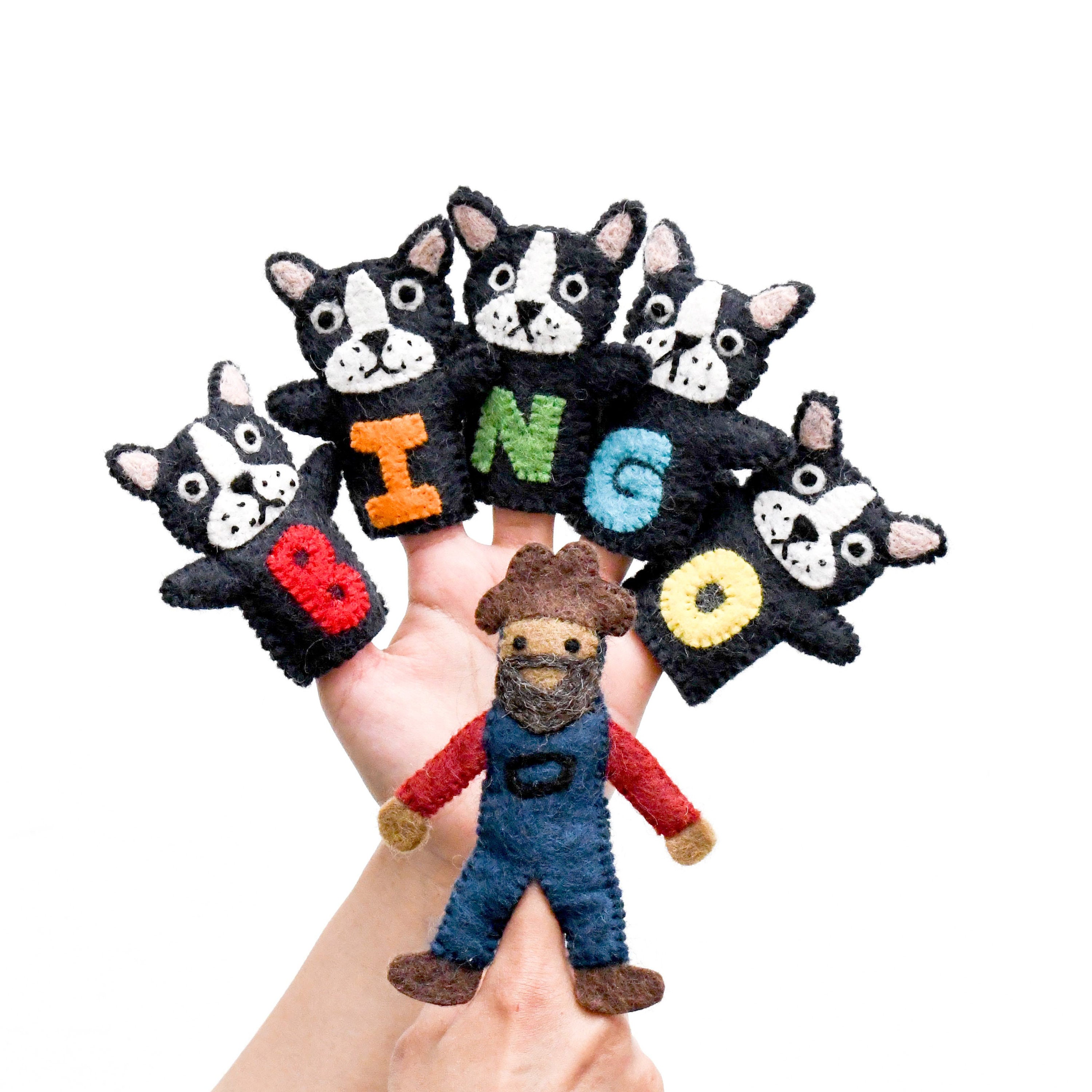 BINGO Finger Puppet Set / Bingo Dog and Farmer Finger Puppets - Etsy