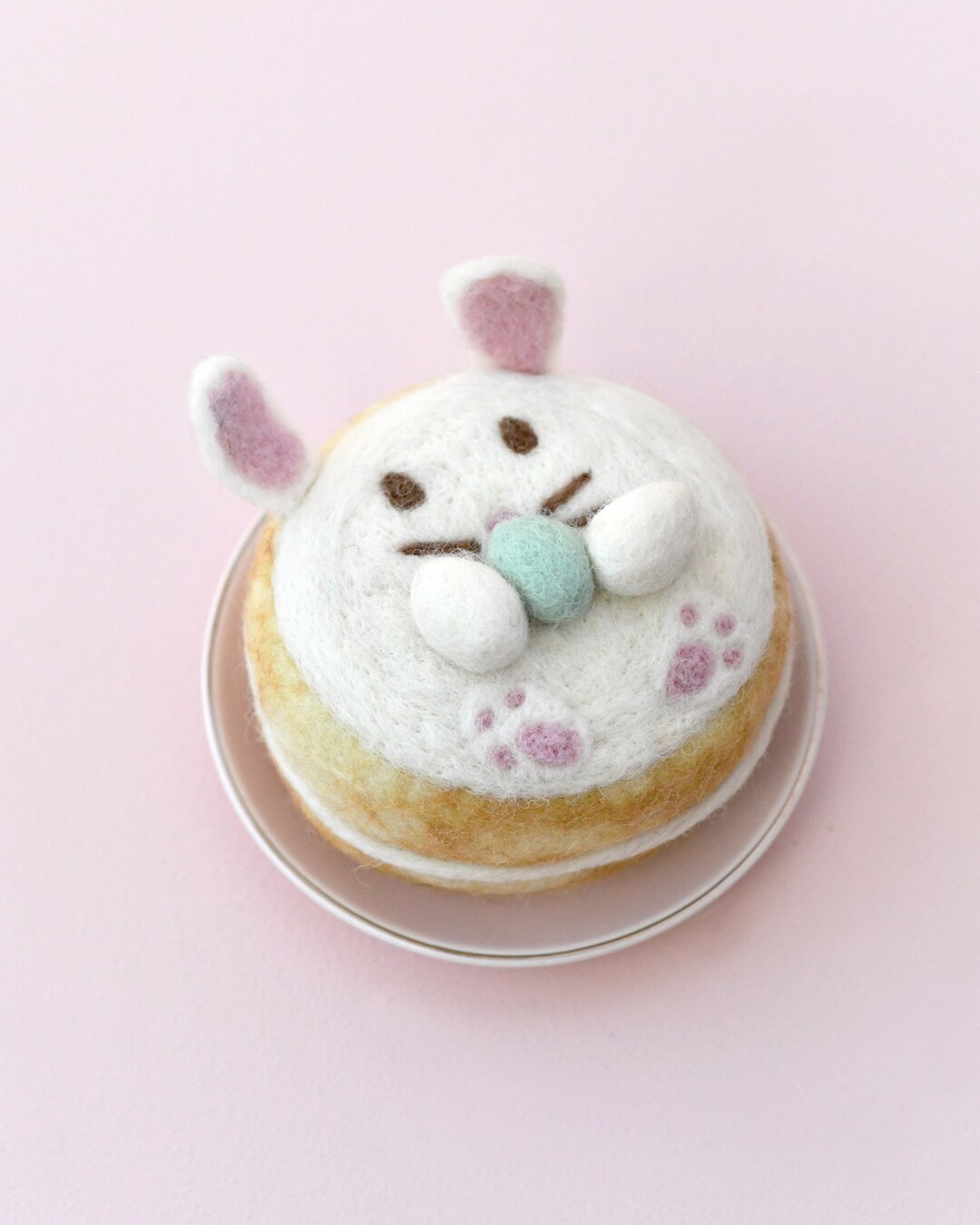 Felt Easter Donut: White Rabbit Bunny Holding Easter Egg Doughnut, Felt ...