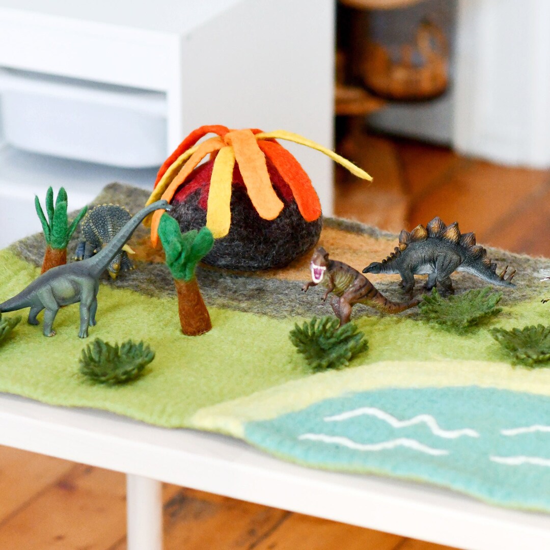 Large Dinosaur Land With Volcano Play Mat Playscape / Large Dinosaur ...