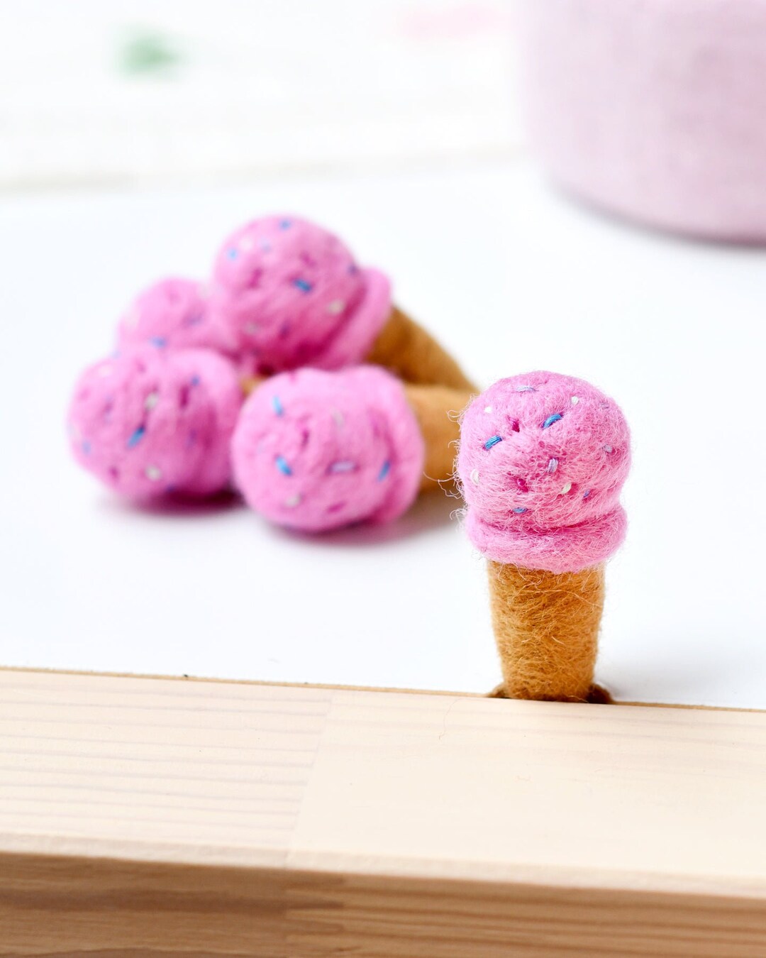 Felt Ice Creams Felt Raspberry Ice Creams With Sprinkles - Etsy