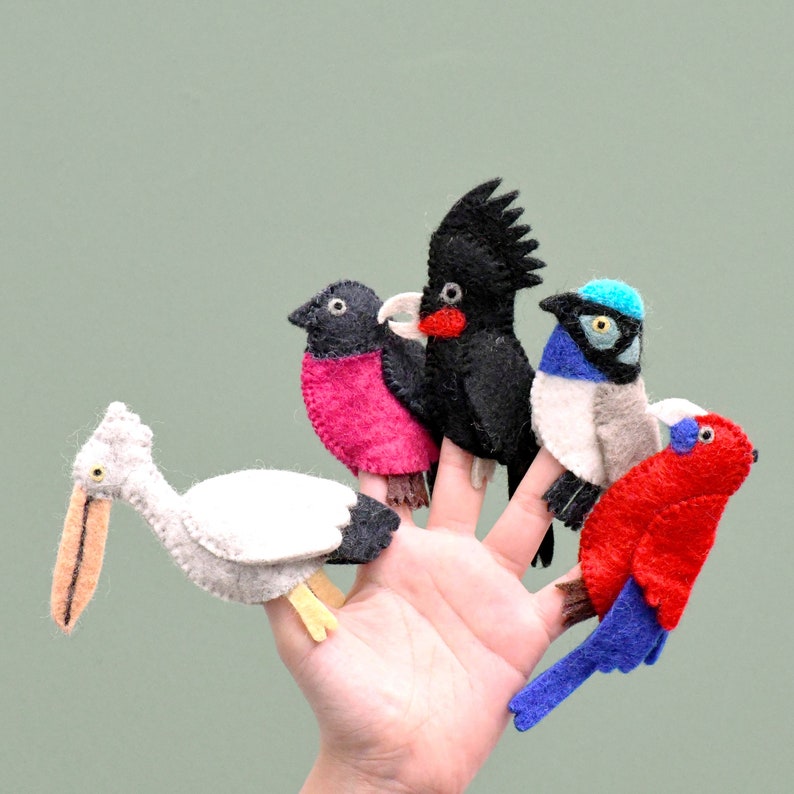 Australian Colourful Birds Finger Puppet Set Australiana - Etsy