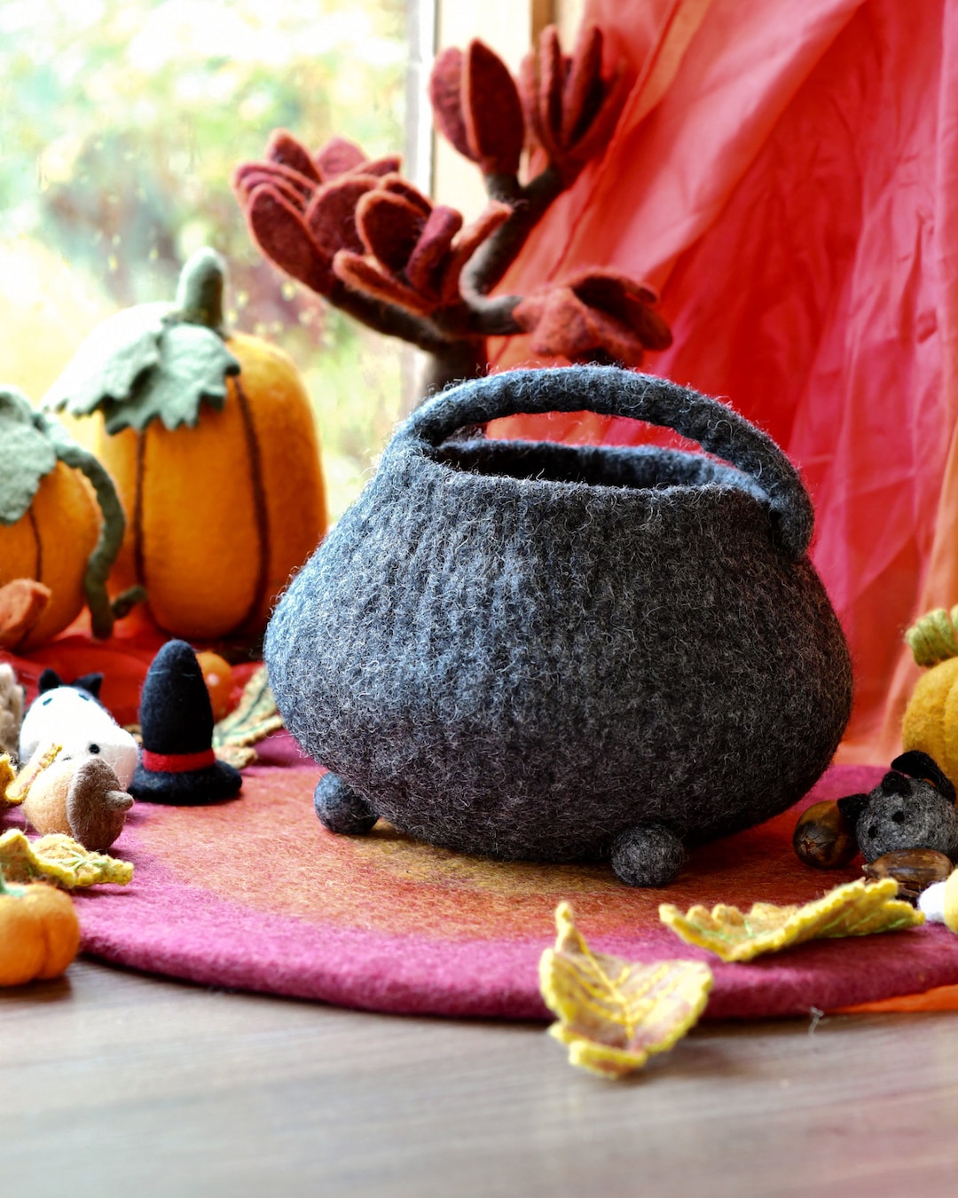 Felt Witches Cauldron Bag, Felt Witch Bag Basket for Halloween - Etsy